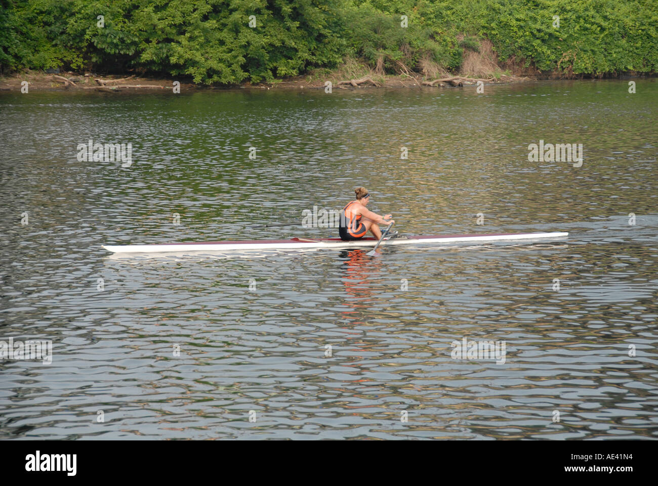Boathouse Row area along the Schuylkill River sculler rowing ...