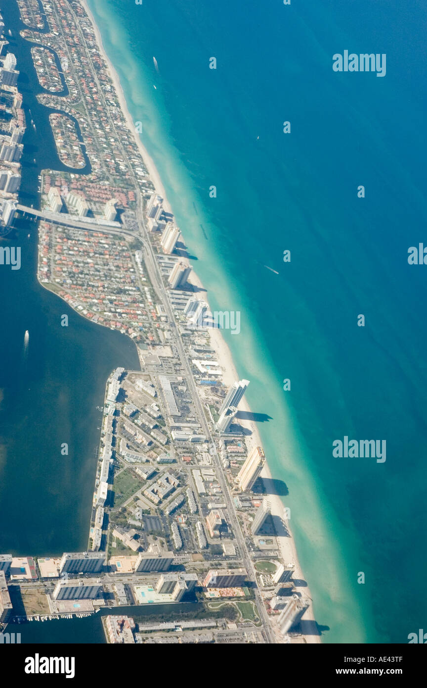 Airplane view of South Beach, Miami, Florida Stock Photo - Alamy