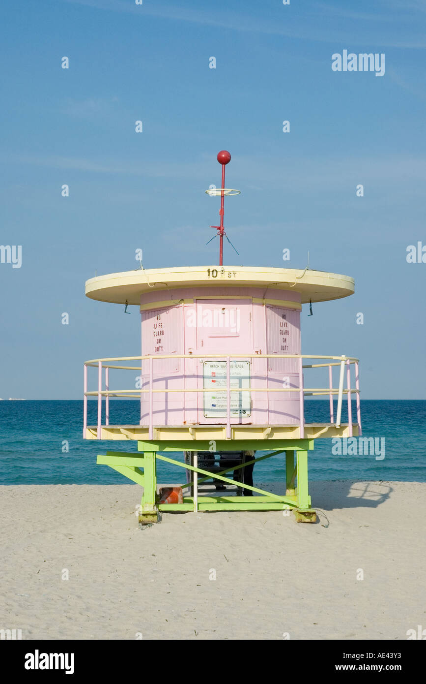 Lifeguard house on South Beach, Miami, Florida Stock Photo - Alamy