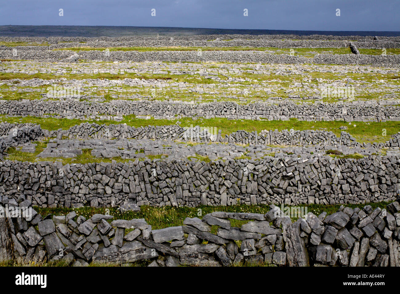 Stone walls on Inis Mor (Inishmore), Aran Islands, Republic of Ireland ...