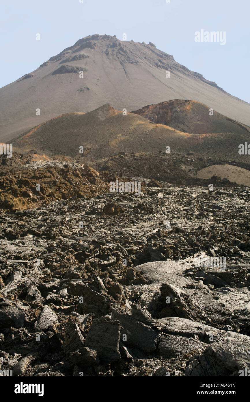 Pico and Lava, volcano, Fogo, Cape Verde Islands, Africa Stock Photo ...