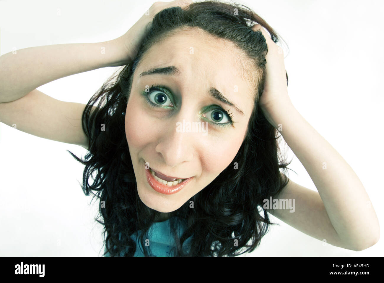 Woman Fear Face Petrified Stock Photos & Woman Fear Face Petrified ...