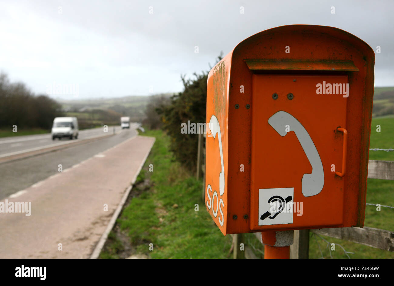 Roadside breakdown assistance phone Stock Photo - Alamy