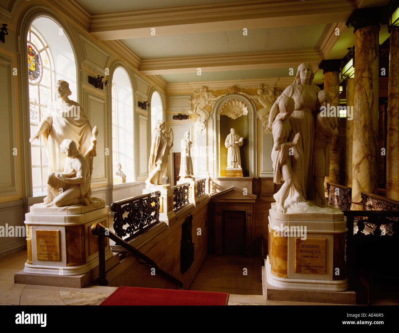 Wales Cardiff City Hall Statuary inside Stock Photo - Alamy