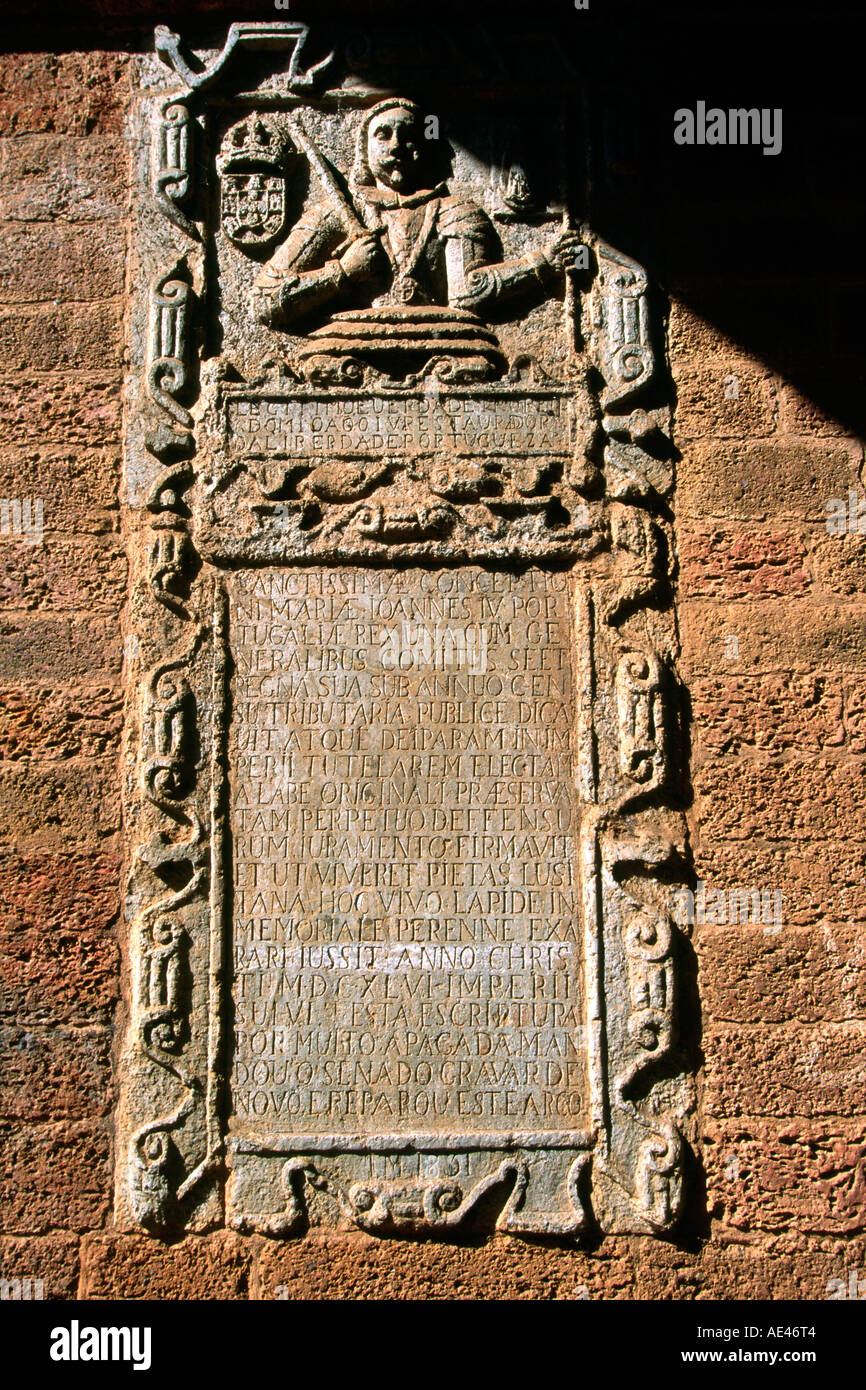 India Old Goa colonial era Viceroys Arch memorial plaque Stock Photo ...