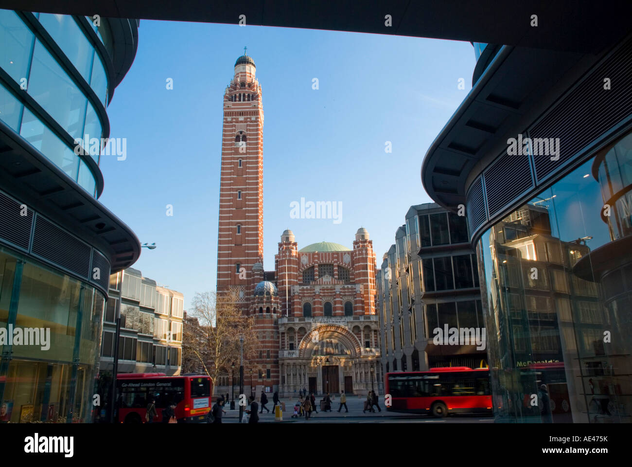 Westminster cathedral from Cardinal Place, Victoria, London, England ...