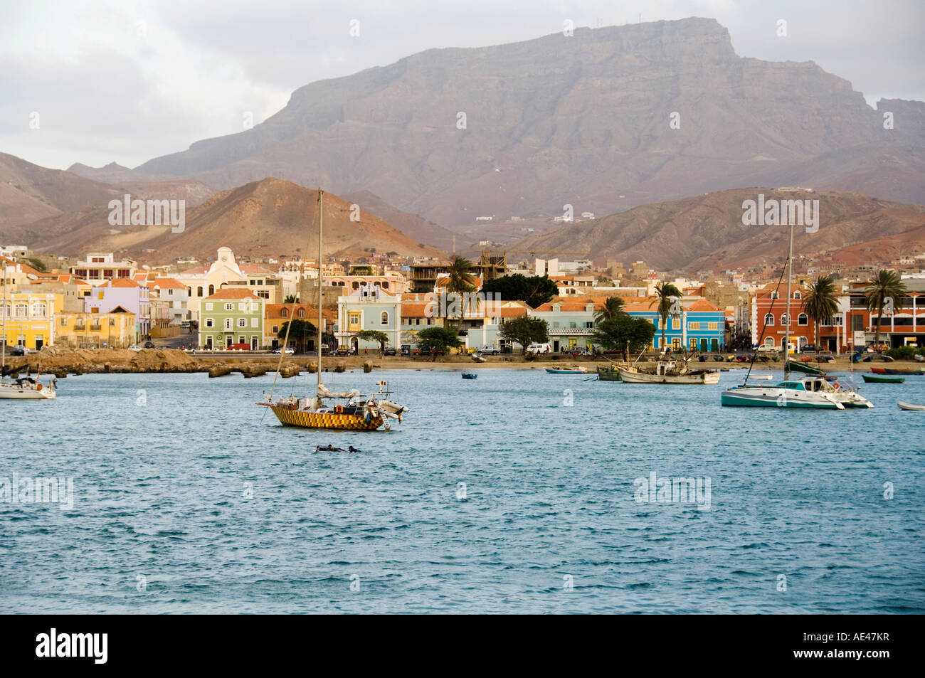 Harbour of Mindelo, Sao Vicente, Cape Verde Islands, Africa Stock Photo ...