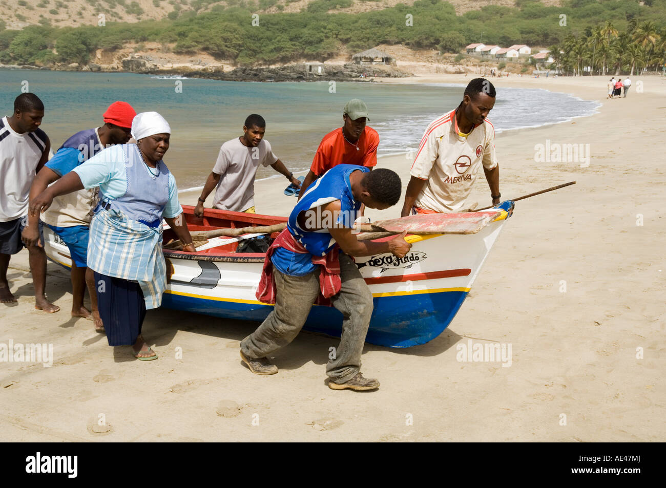 Fishing boats, Tarrafal, Santiago, Cape Verde Islands, Africa Stock ...