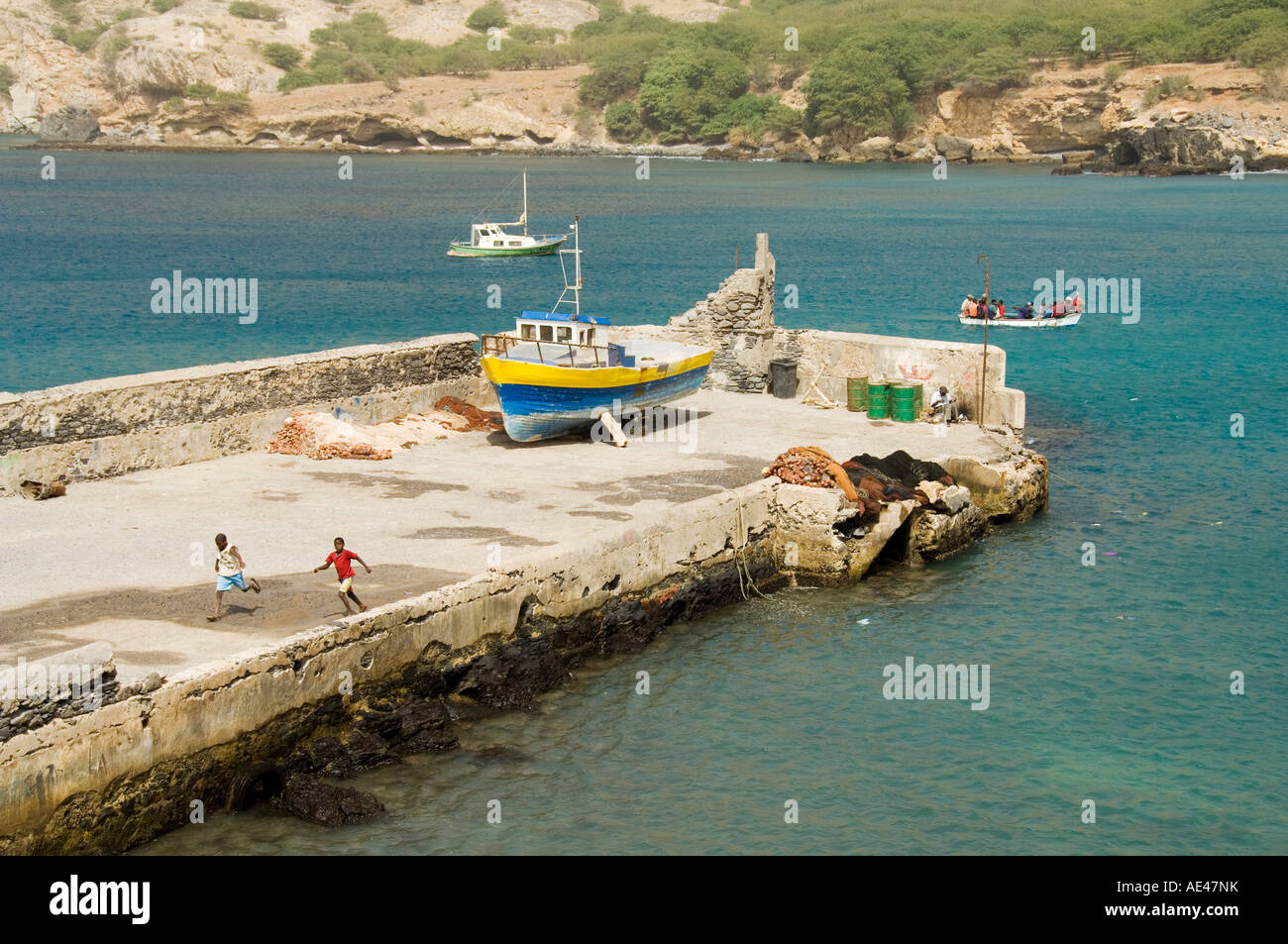 Port at Tarrafal, Santiago, Cape Verde Islands, Africa Stock Photo - Alamy