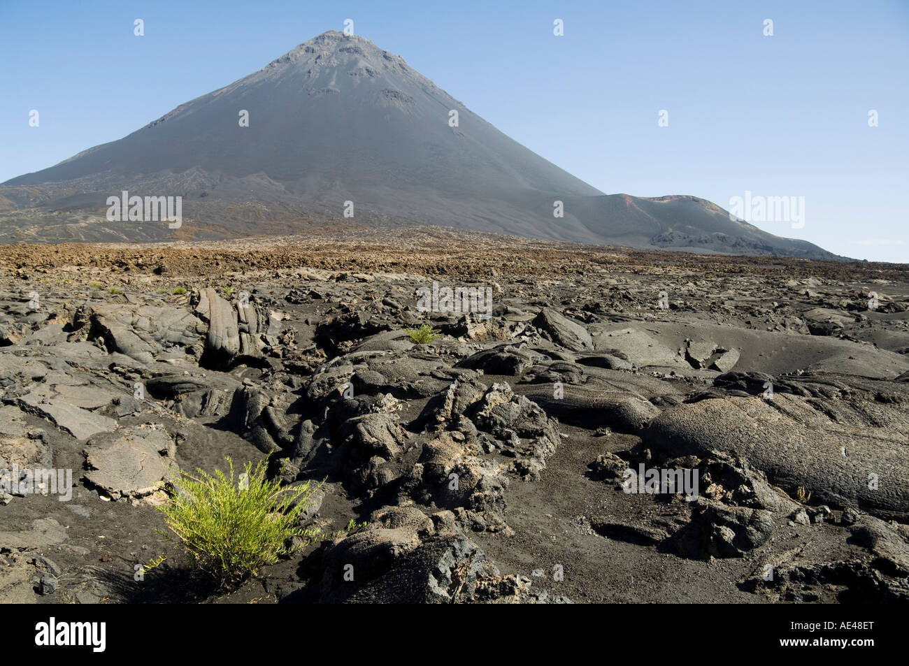 View from the caldera of the volcano of Pico de Fogo, Fogo (Fire), Cape ...