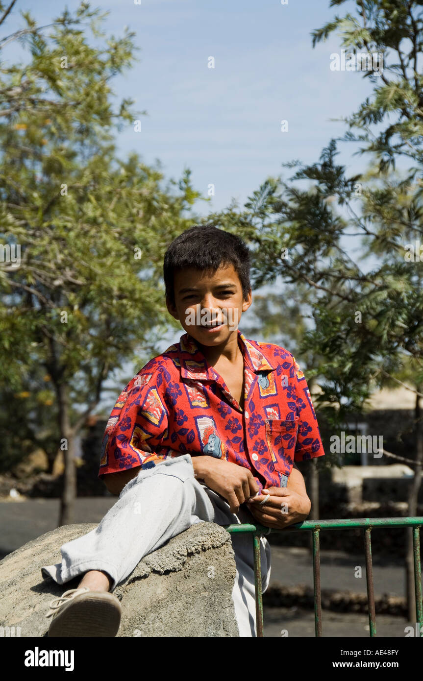 Boy in the volcanic caldera, Fogo (Fire), Cape Verde Islands, Africa ...