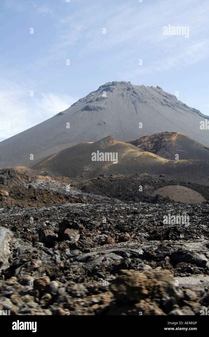 The volcano of Pico de Fogo in the background, Fogo (Fire), Cape Verde ...