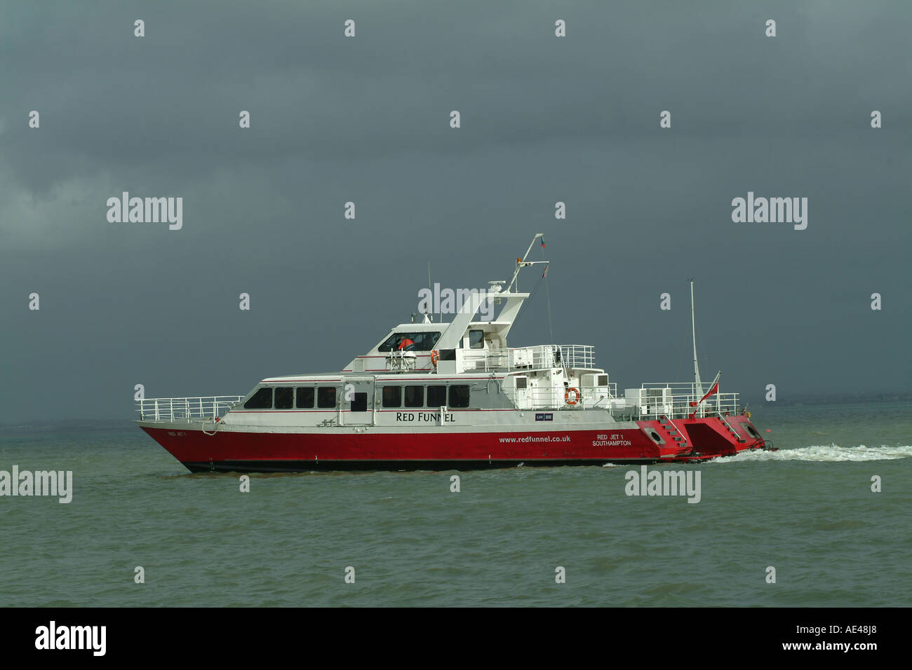 Red funnel red Jet1 crossing the solent to the Isle of Wight Stock ...
