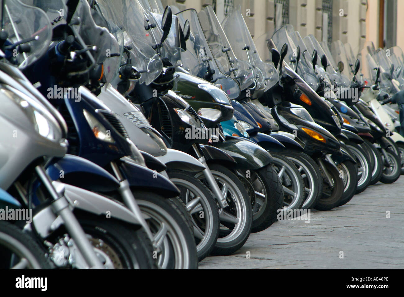 Mopeds park in a street hi-res stock photography and images - Alamy