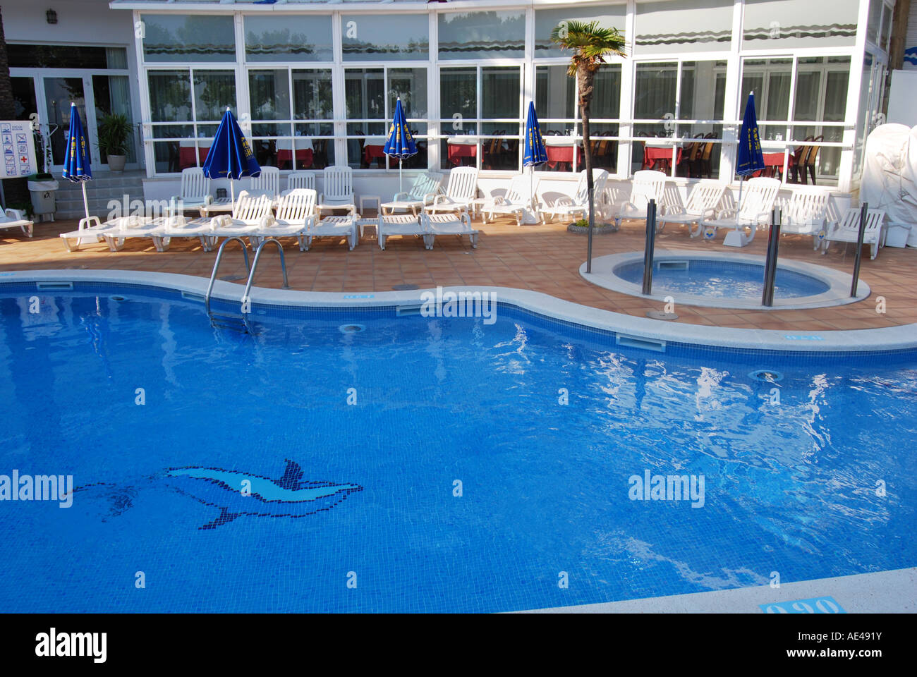 hotel swimming pool Calella Spain Stock Photo - Alamy