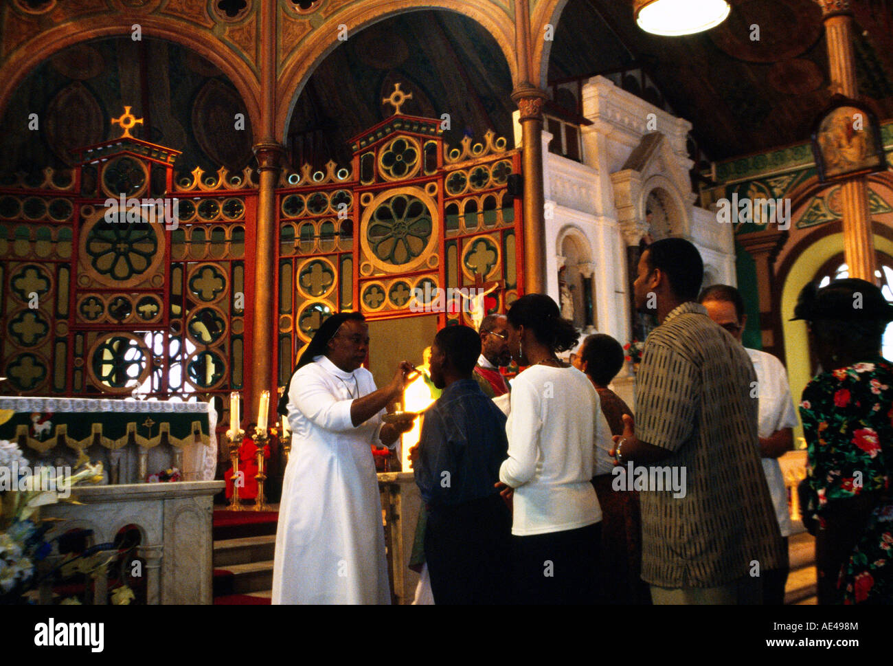 Castries St Lucia Cathedral Of Immaculate Conception Nun Working Stock ...