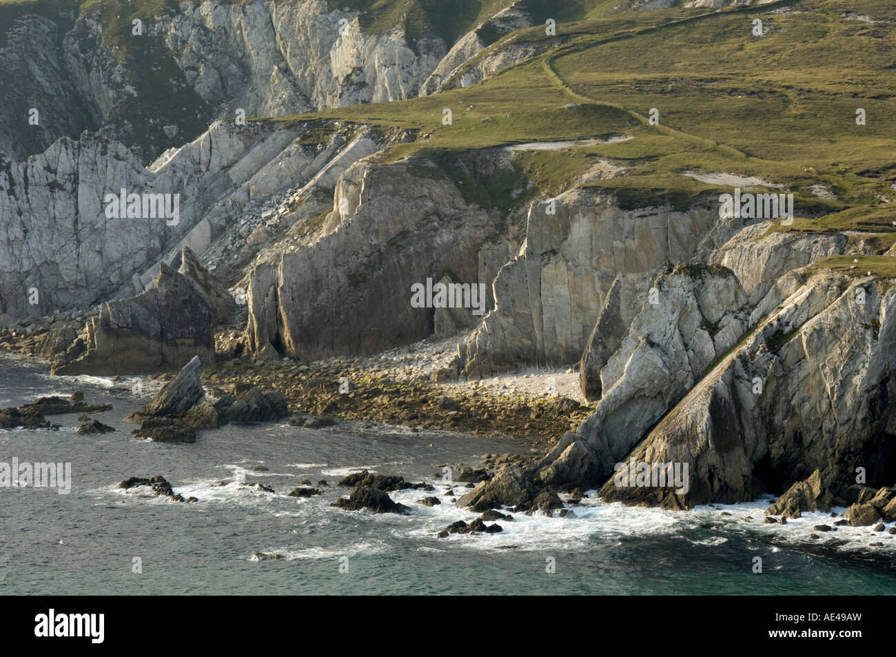 Cliffs near Ashleam, Achill Island, County Mayo, Connacht, Republic of ...