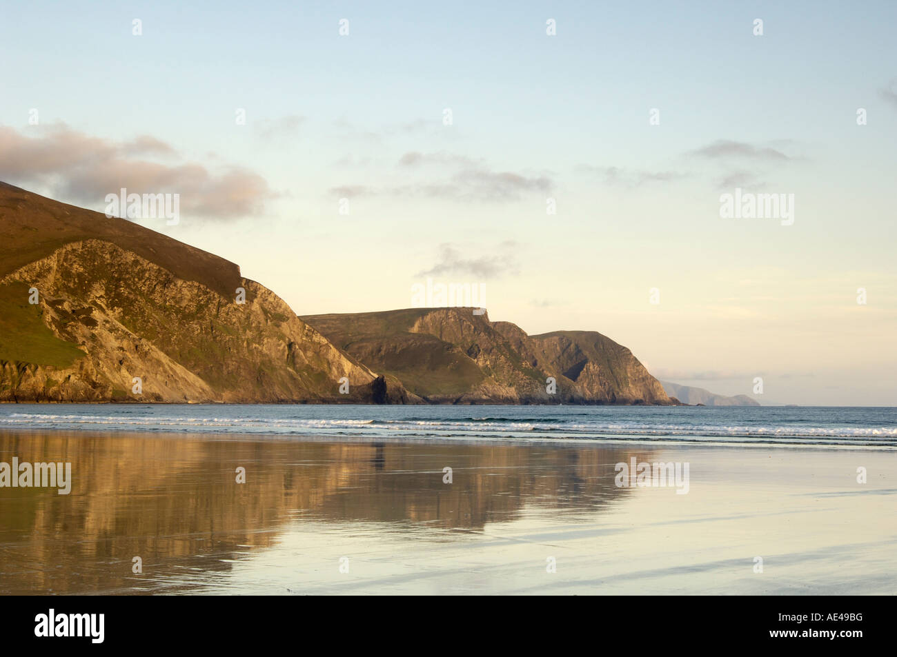 Minaun Cliffs from Keel beach, Achill Island, County Mayo, Connacht ...