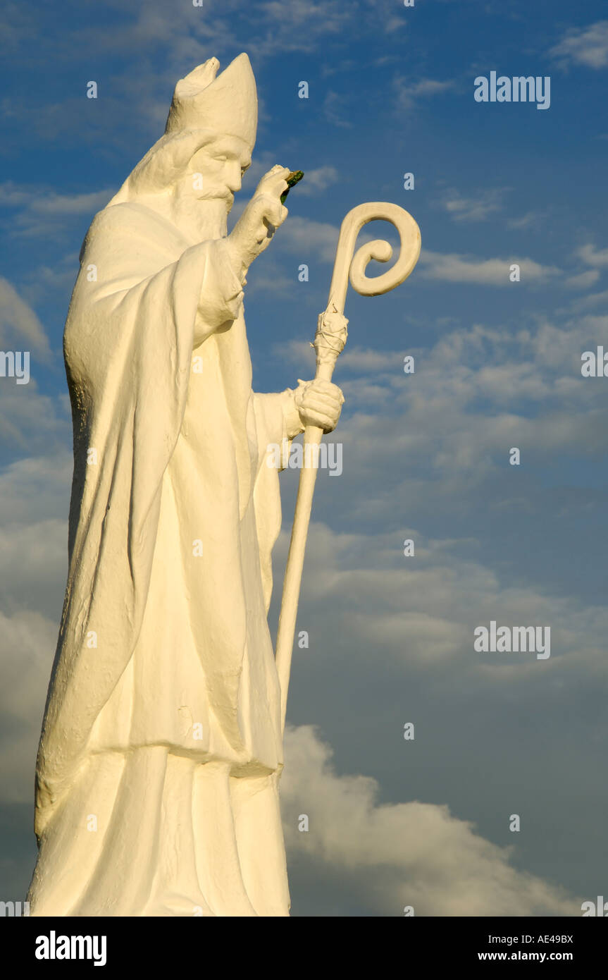 Statue of St. Patrick at the base of Croagh Patrick mountain, County ...