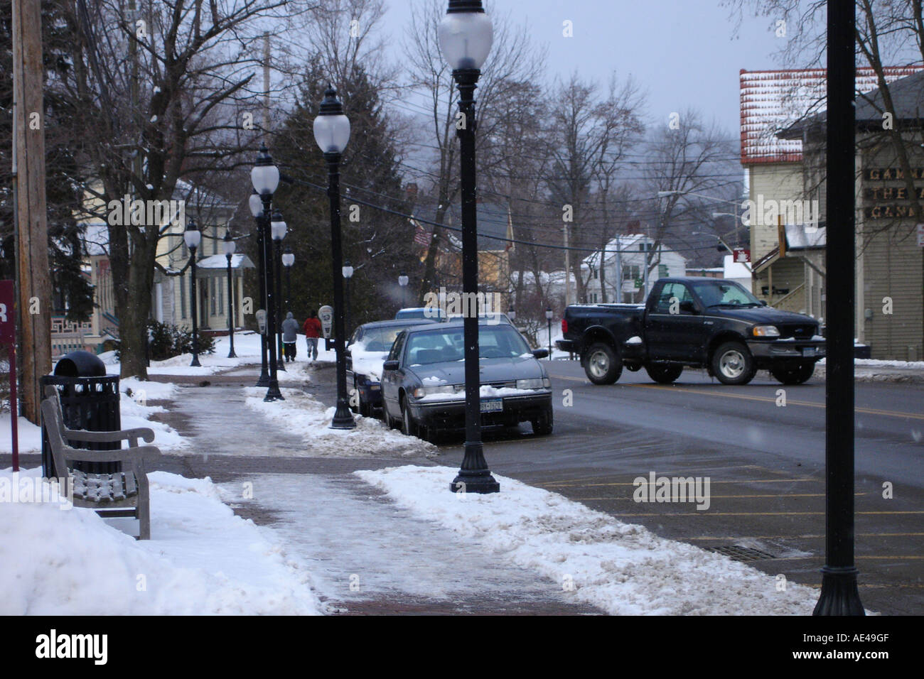 Winter snow and ice, Alfred, New York state United States of America ...
