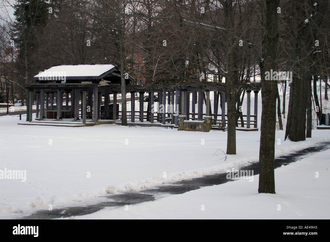 Winter snow and ice, Alfred, New York state United States of America ...
