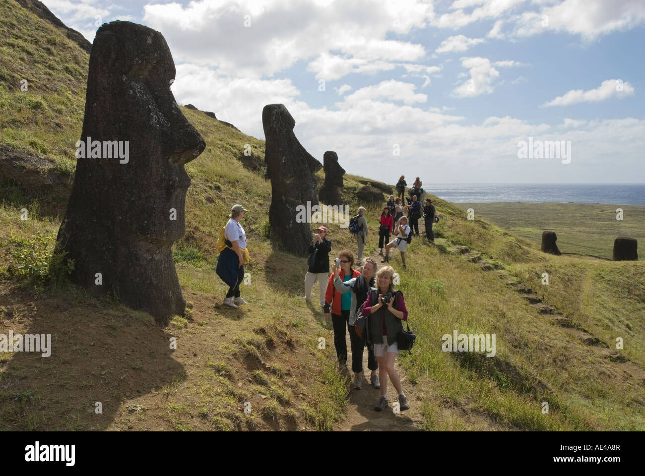 Moai quarry, Ranu Raraku Volcano, UNESCO World Heritage Site, Easter ...