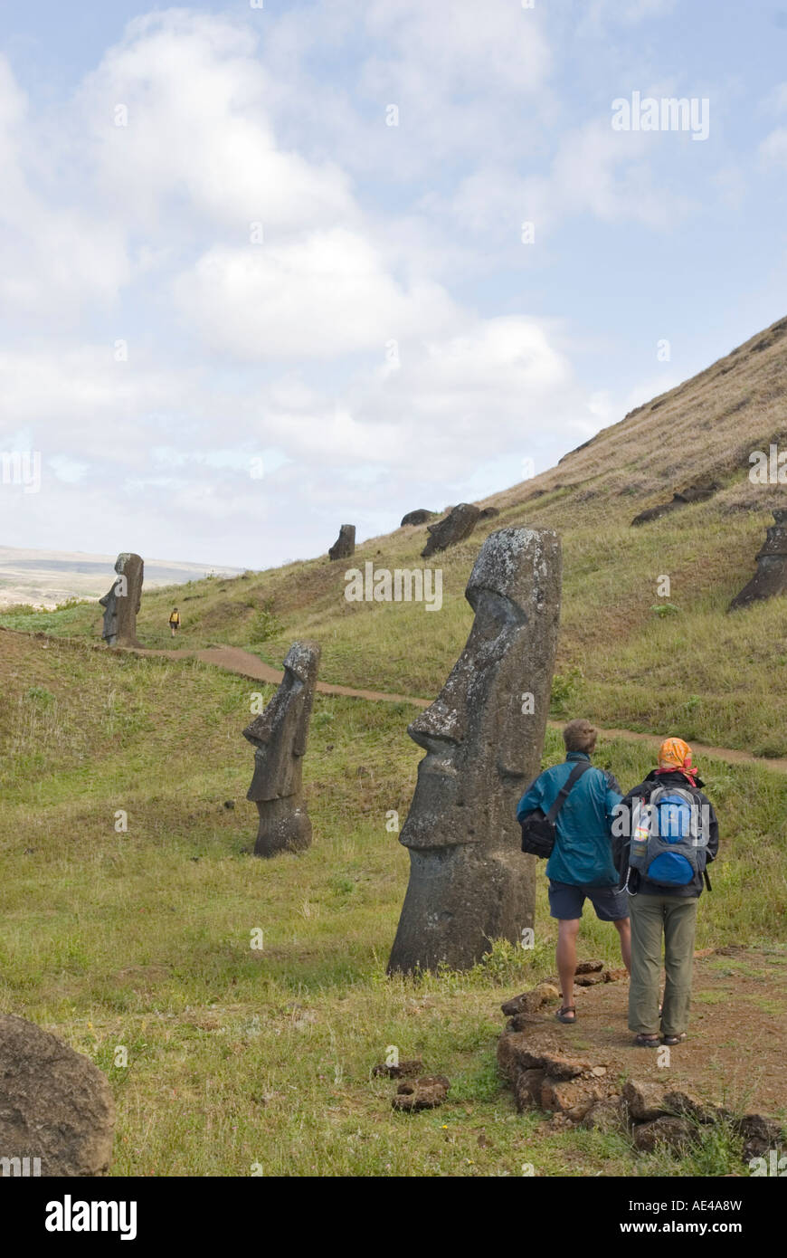 Moai quarry, Ranu Raraku Volcano, UNESCO World Heritage Site, Easter ...