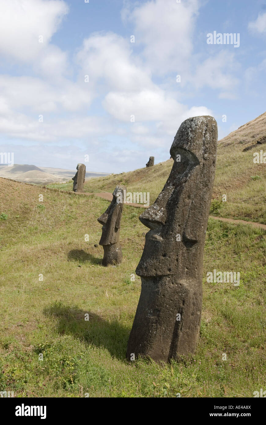Moai quarry, Ranu Raraku Volcano, UNESCO World Heritage Site, Easter ...