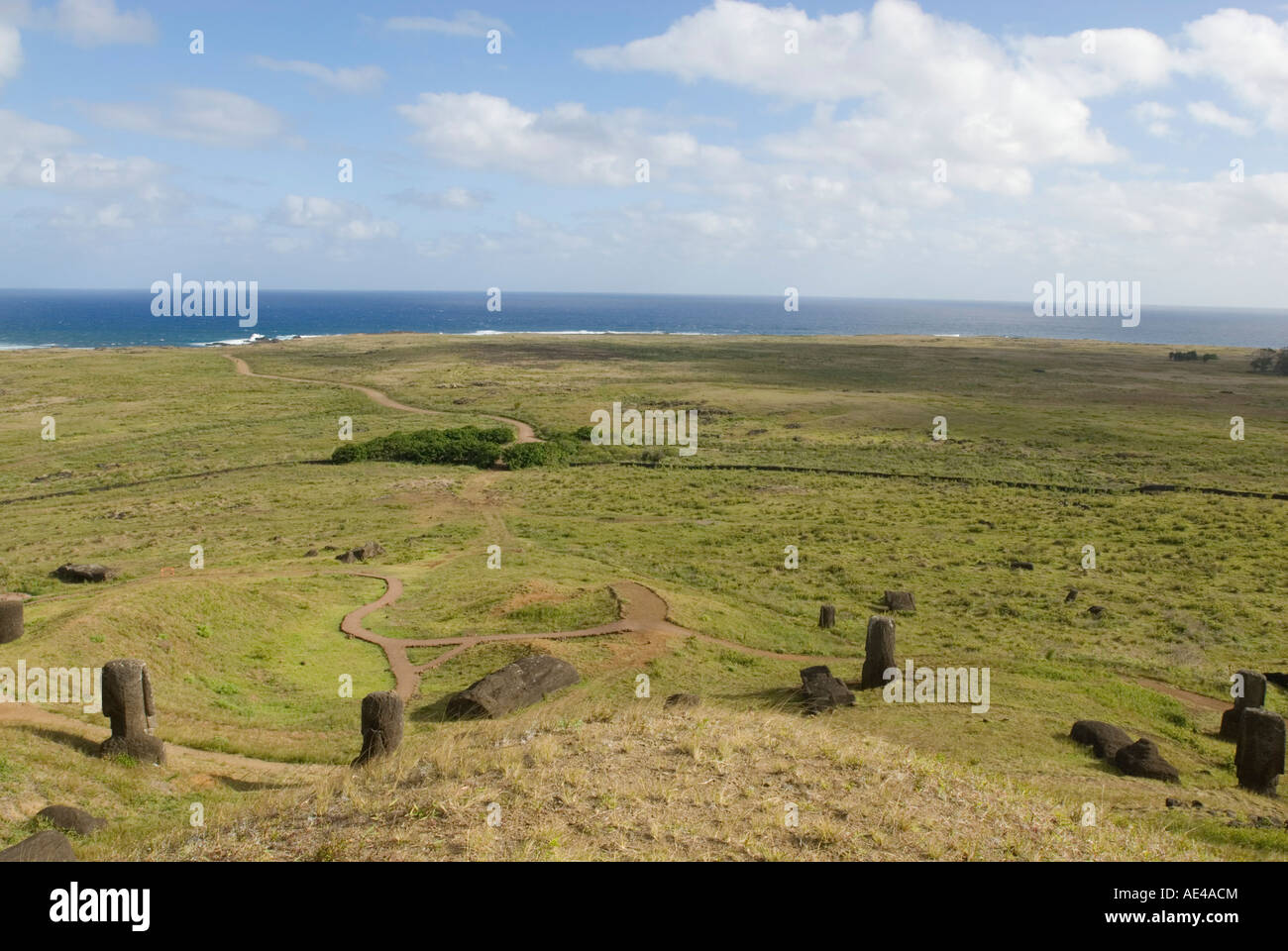 Moai Quarry, Rano Raraku Volcano, Easter Island (Rapa Nui), Chile Stock ...