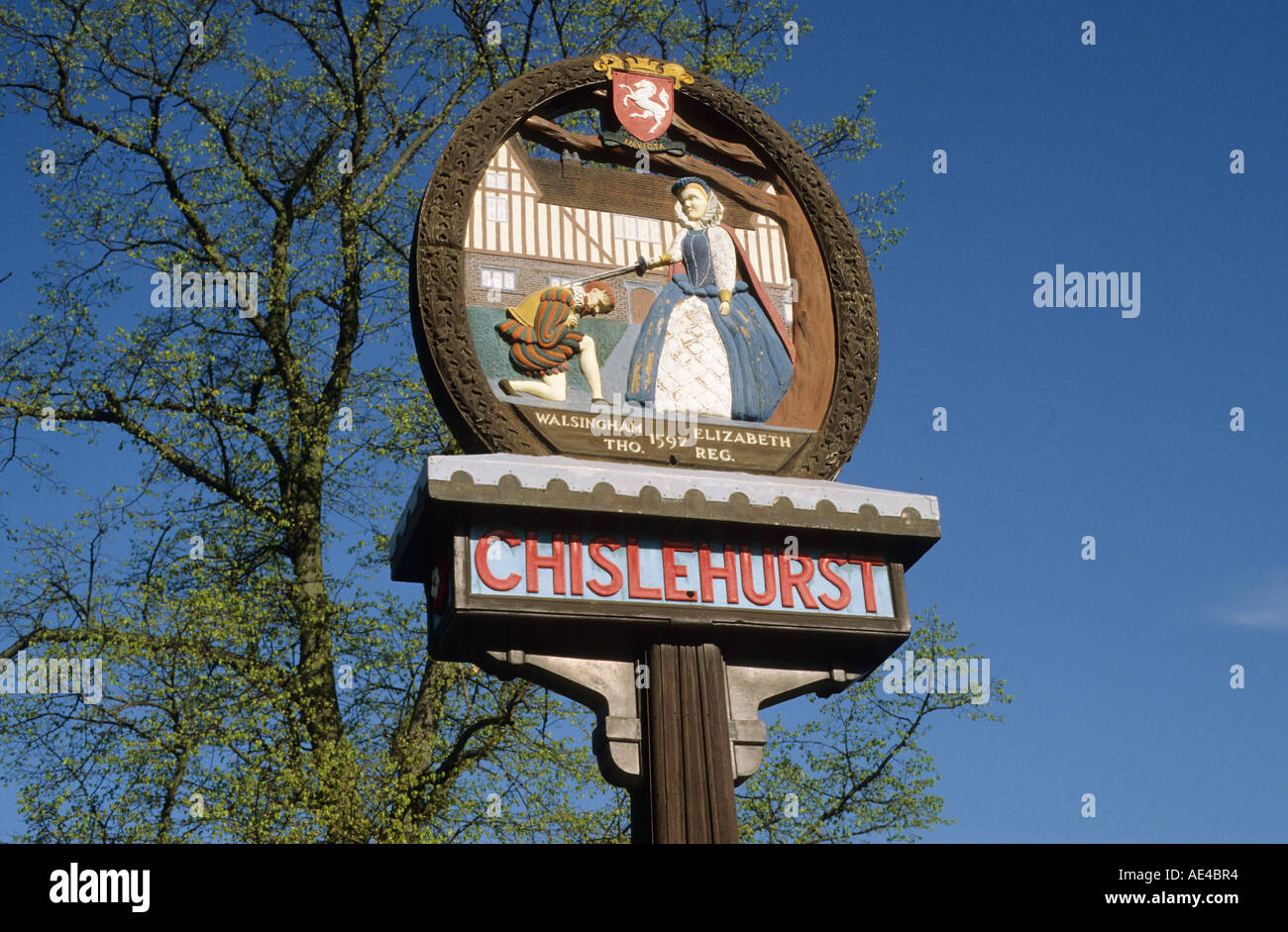 Chiselhurst village sign Bromley London Stock Photo - Alamy
