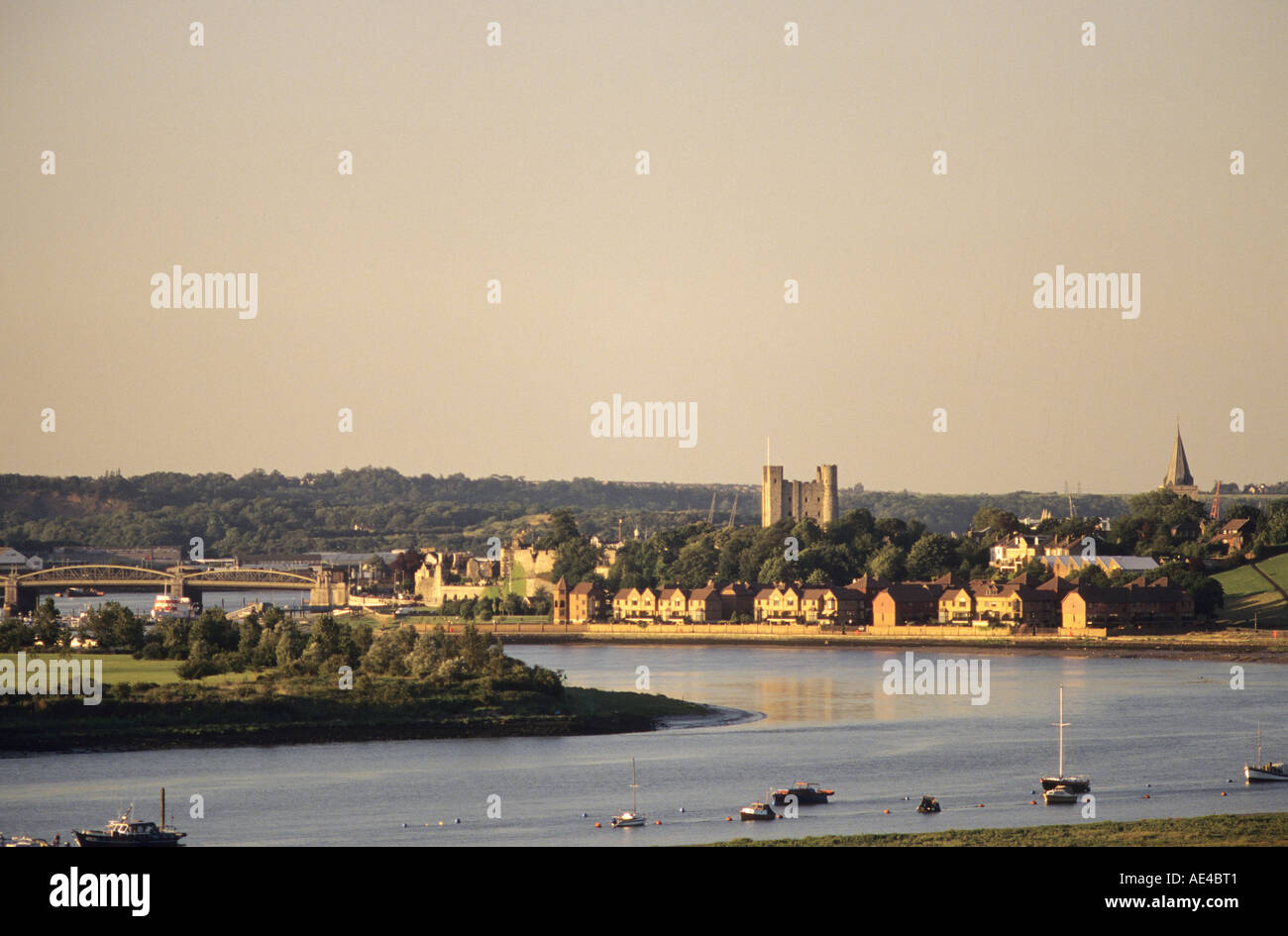 Rochester and the river medway from the Medway bridge Stock Photo - Alamy