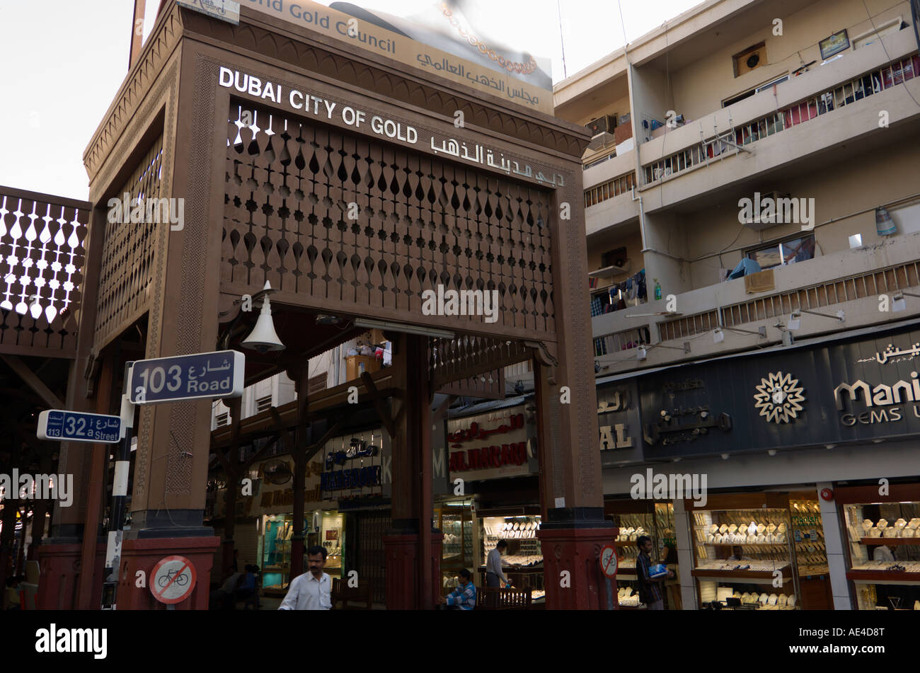 Entrance to the Gold Souk, Deira, Dubai, United Arab Emirates, Middle ...