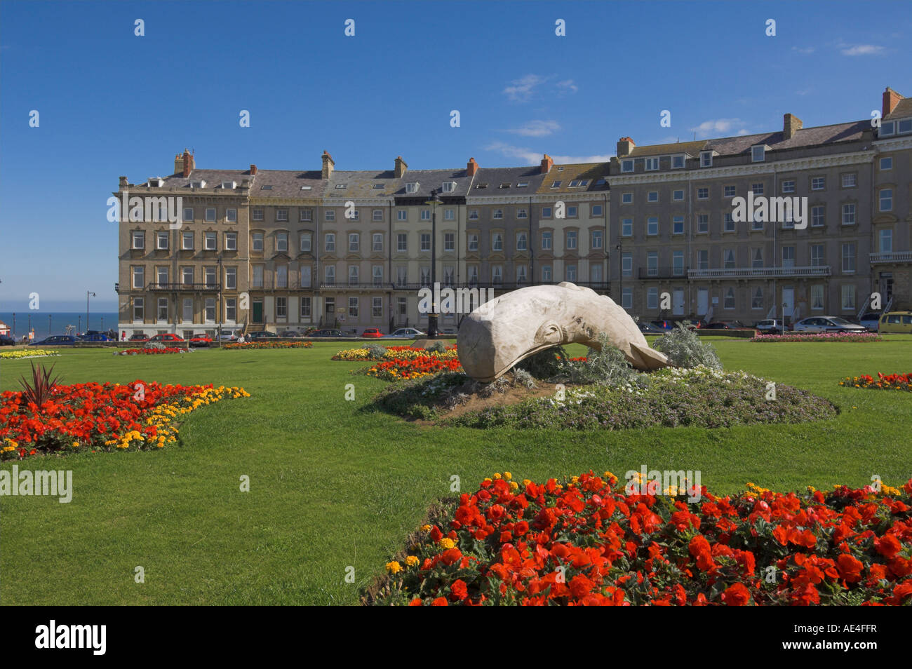 Flower beds at the Royal Crescent, Seafront, Whitby, North Yorkshire ...