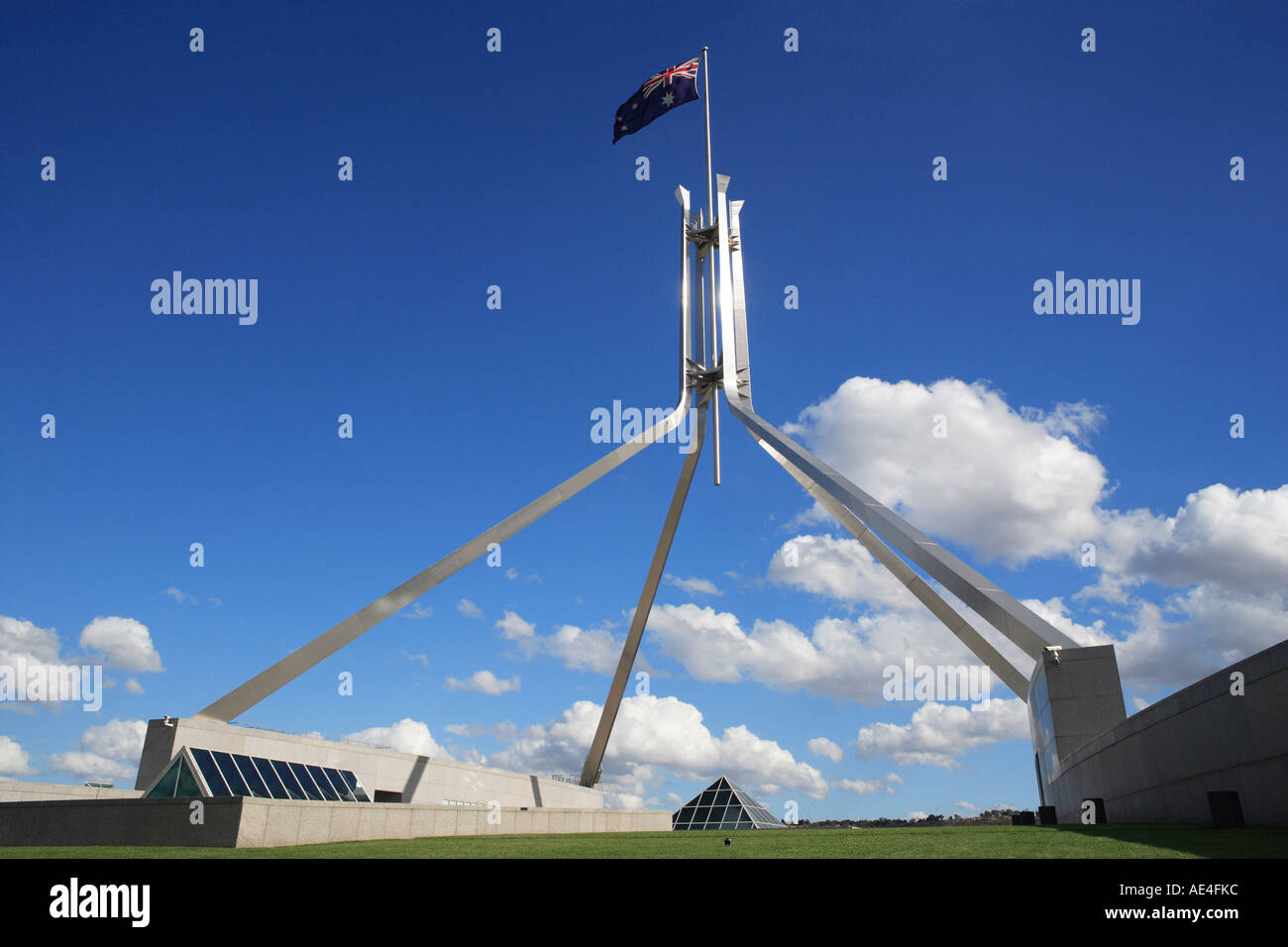 modern flagpole structure on top of new parliament house, Canberra ...