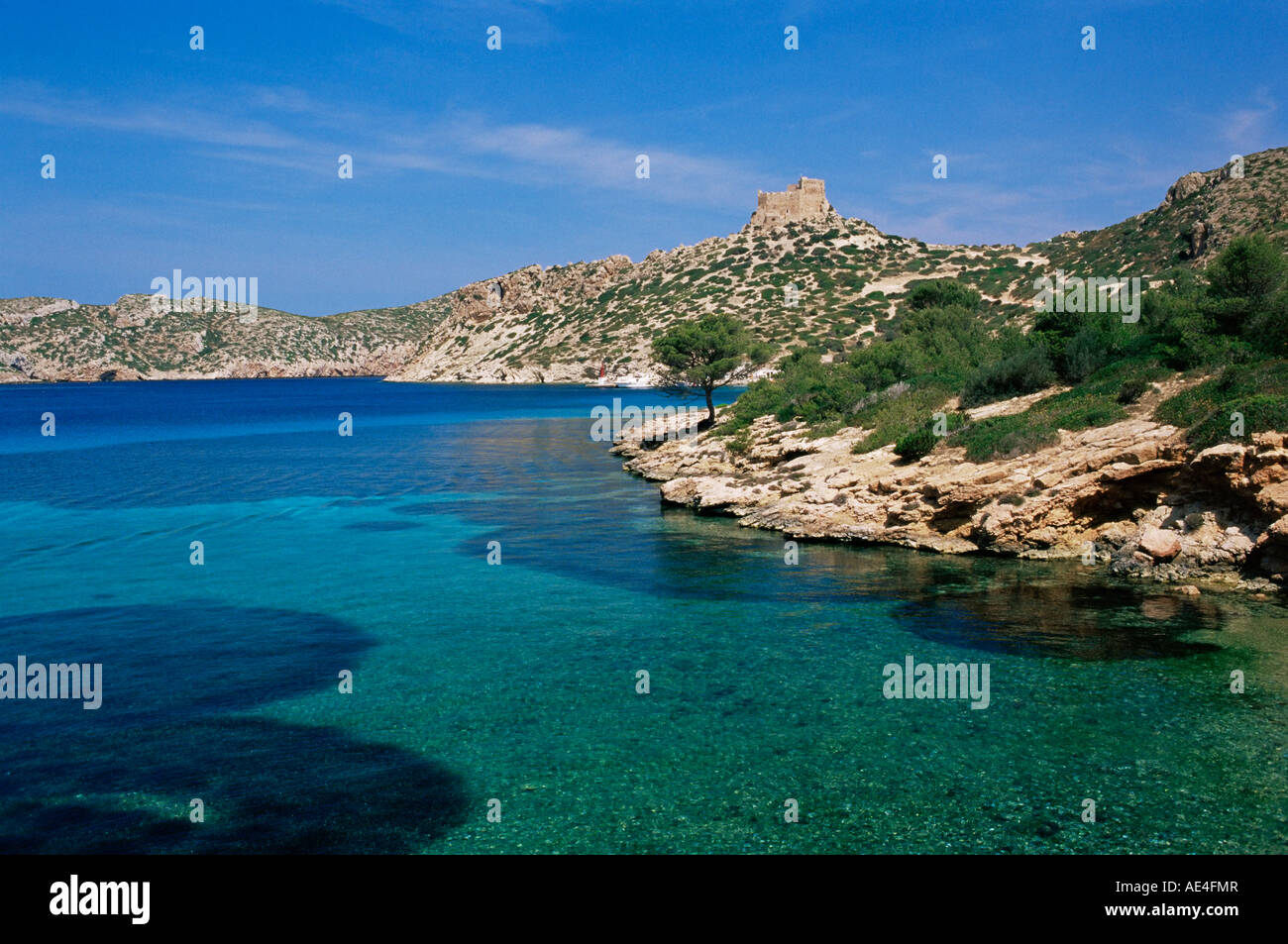 Clear blue waters of Cabrera Island, Cabrera National Park, Cabrera ...