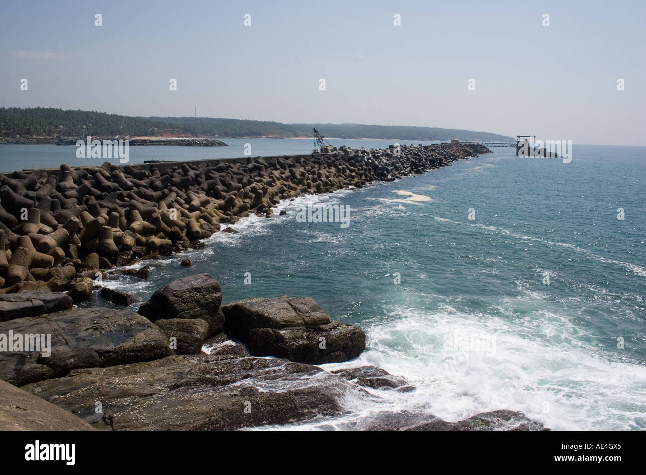 Vizhinjam, Moslem fishing village Kerala India coastal barrier ...