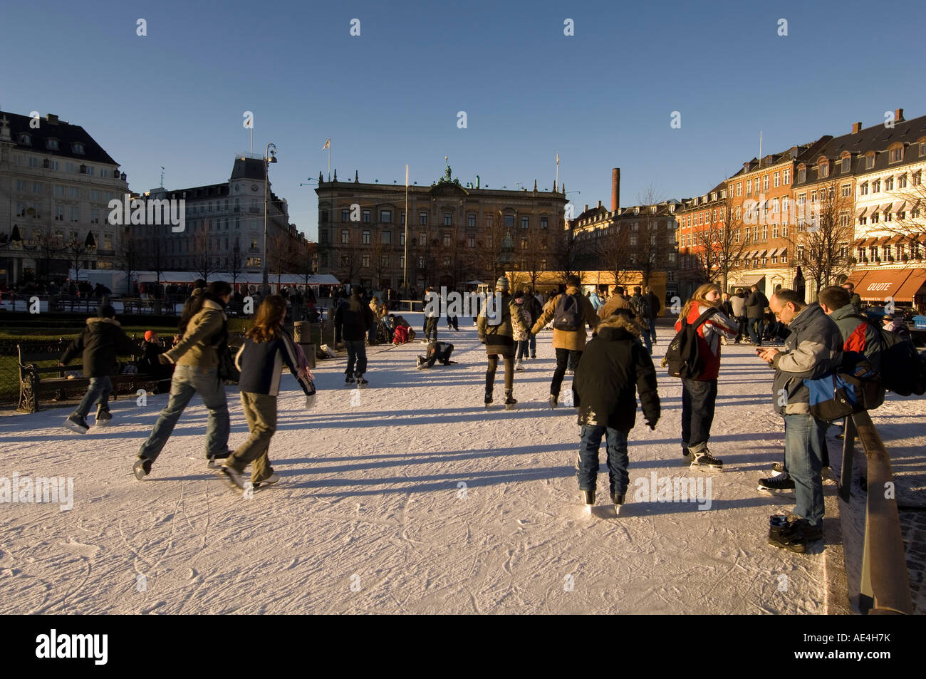 Skating rink, Kongens Nytorv at Christmas, Copenhagen, Denmark ...