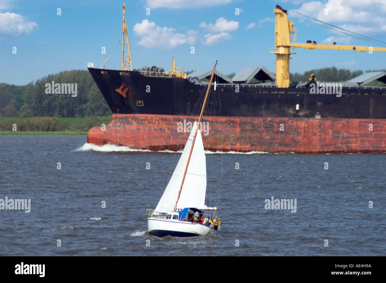 tanker and sailing boat Stock Photo - Alamy