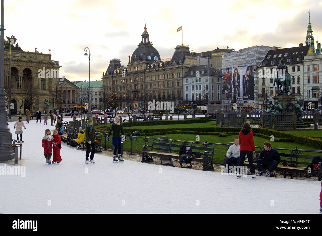Skating rink, Kongens Nytorv at Christmas, Copenhagen, Denmark ...