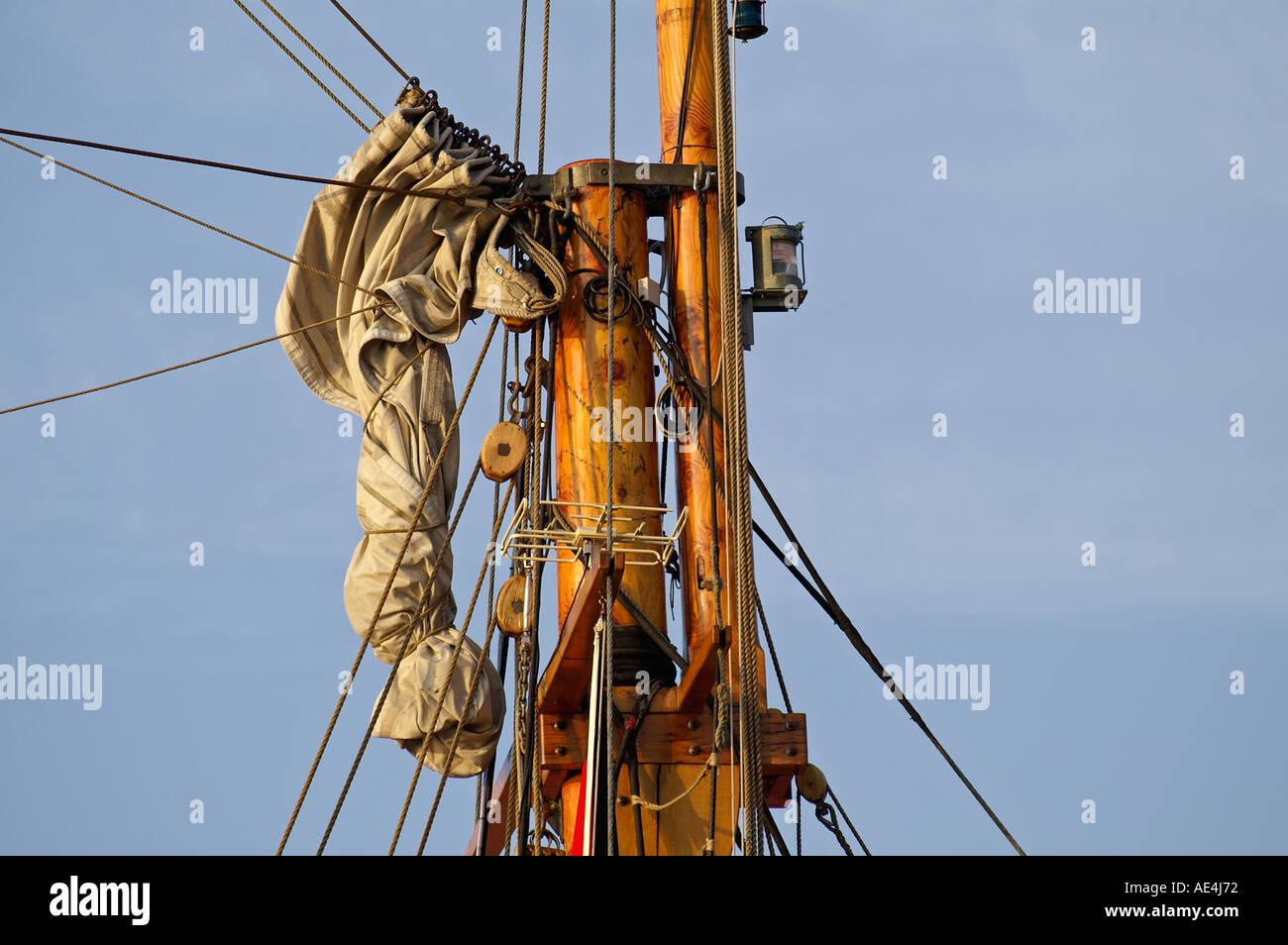 mast detail old sailing boat Stock Photo - Alamy
