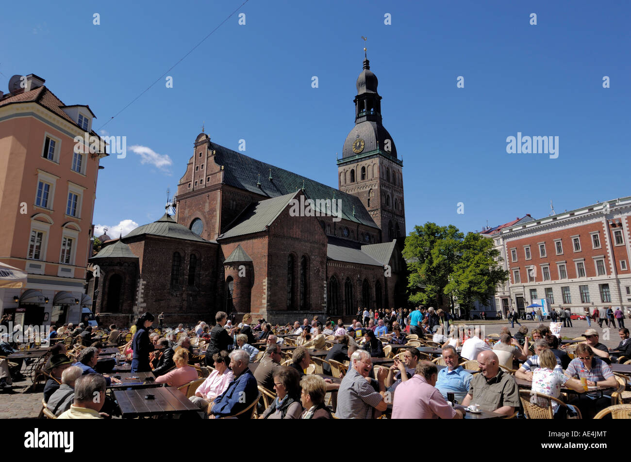 Street cafe, Doma Square, Riga, Latvia, Baltic States, Europe Stock ...