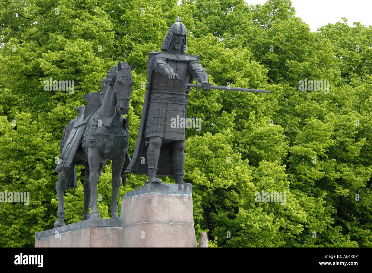 Statue of Gediminas, Grand Duke of Lithuania and founder of Vilnius ...