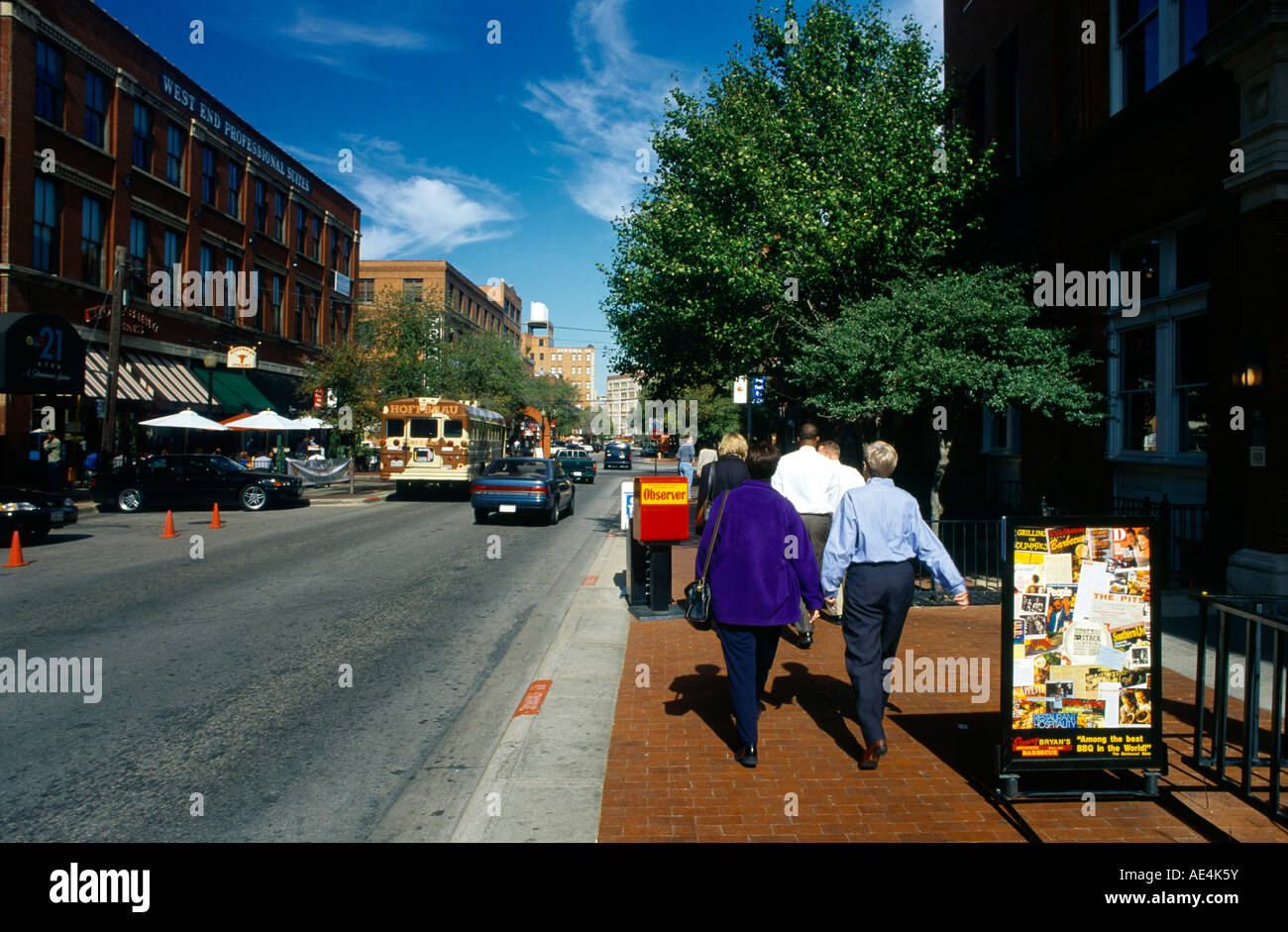 Dallas Texas USA West End District People Walking along Street Stock ...