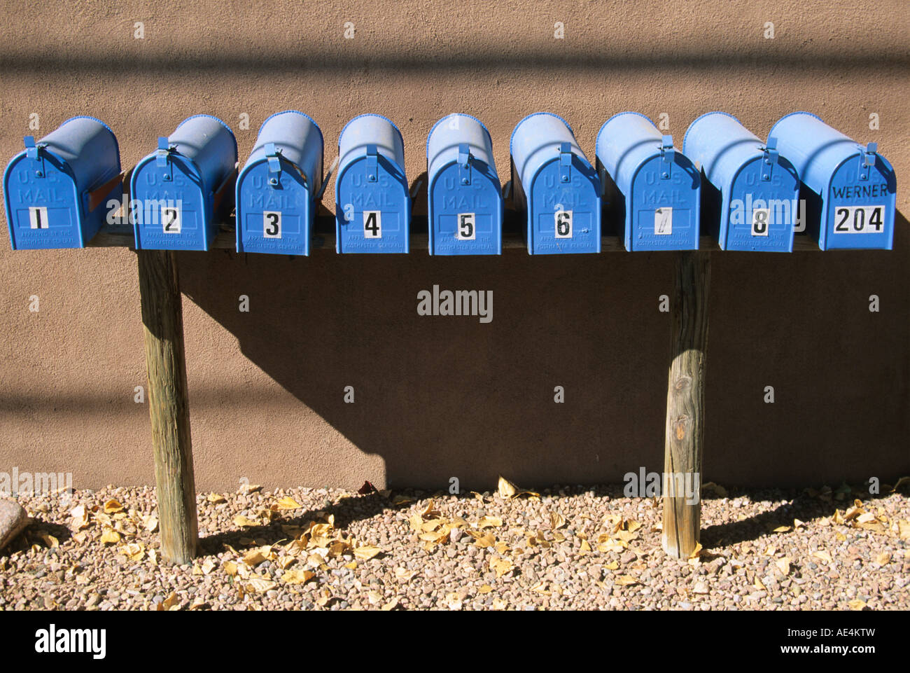 Blue mailboxes, Santa Fe, New Mexico, United States of America, North ...