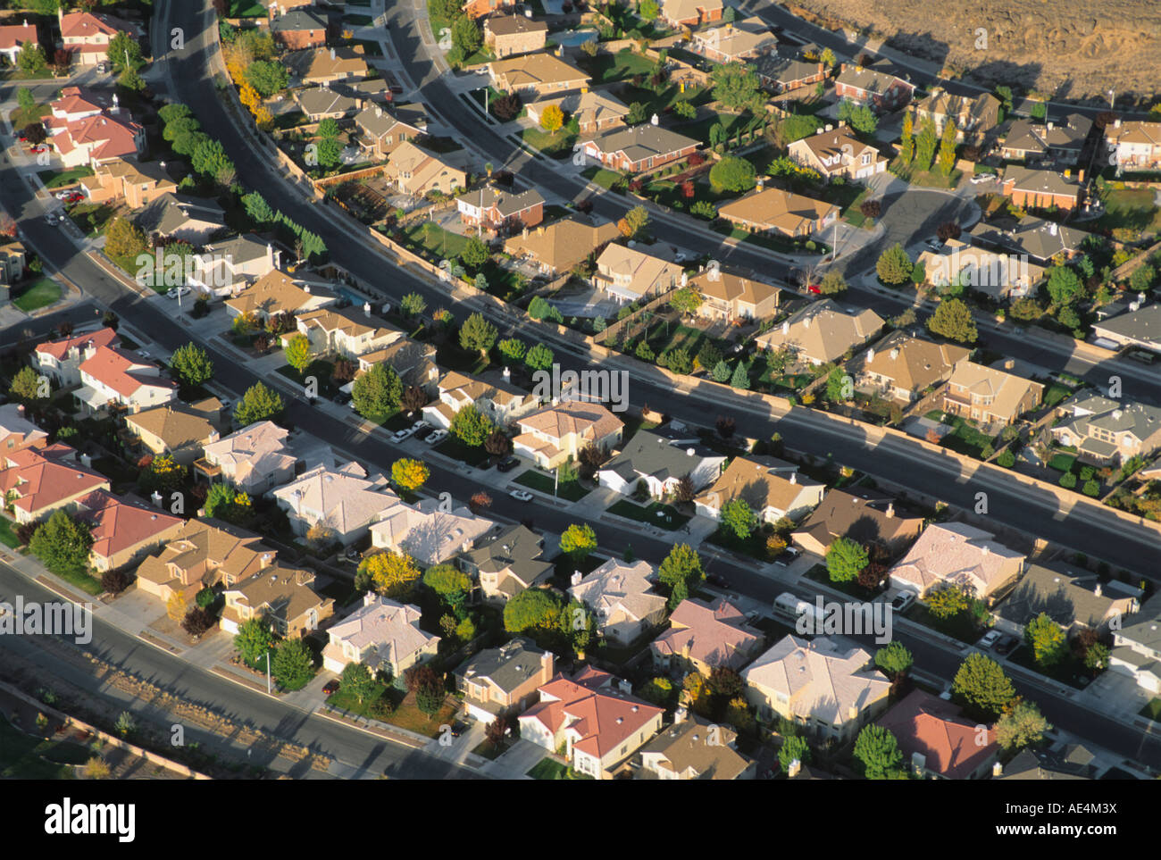 Aerial of suburbs, Albuquerque, New Mexico, United States of America ...