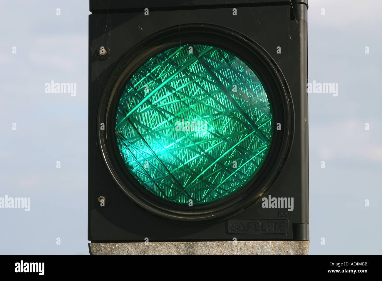 Close shot of Green traffic light showing meaning safe to go or proceed ...