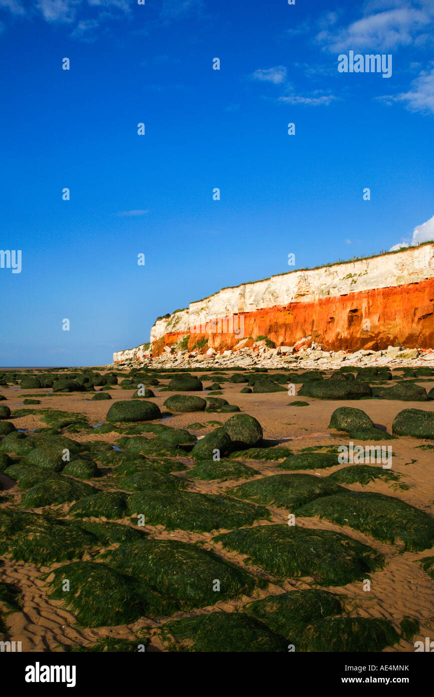 The colourful red and white striped Hunstanton Cliffs a Site of Special ...