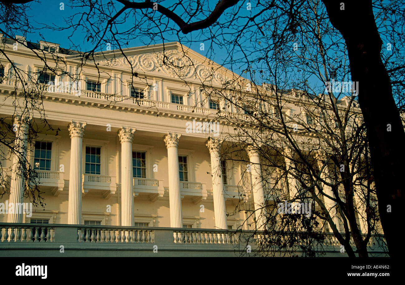 Classical Portico and columns of Carlton Terrace from The Mall London ...