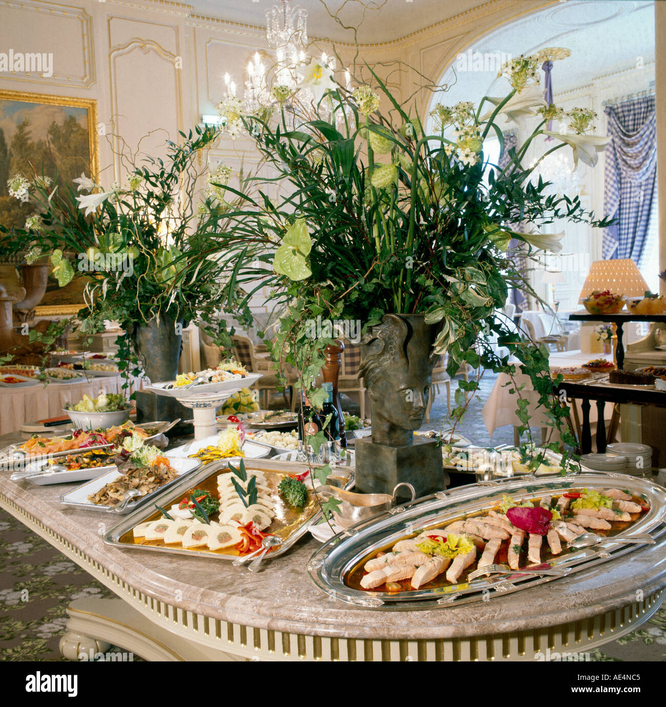 Large buffet lunch meal served in Hyde Park Hotel London SW1 England ...