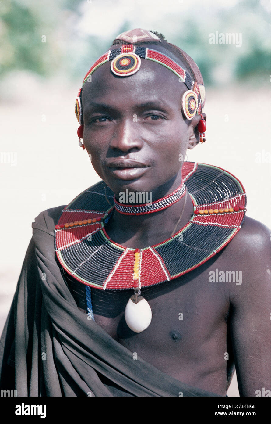A young but mature Pokot man wearing traditional dress Near Sigor ...